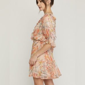 entro | Dresses | Entro Coral Print Dress With Ruffle Detail And ...